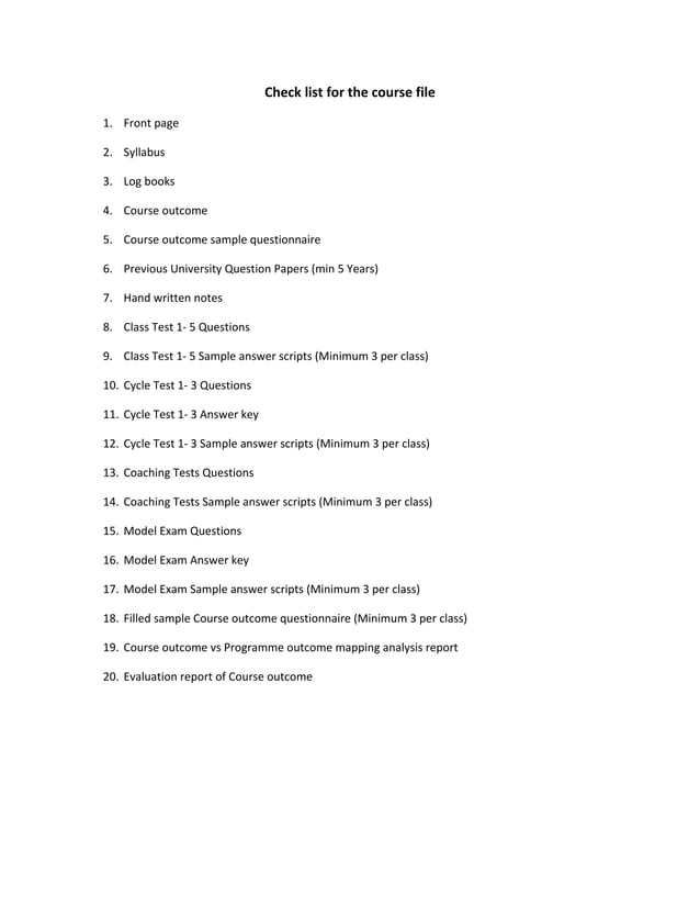 Check list for_the_course_file | DOC