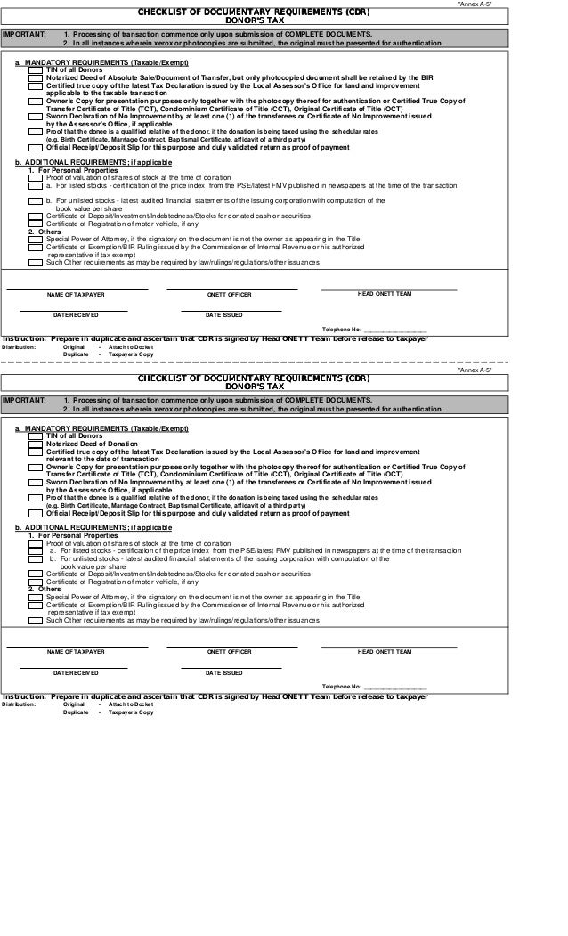 Checklist for transfer of property