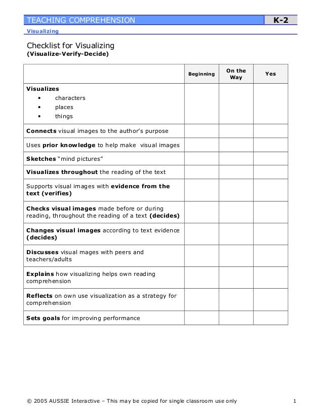 Checklist for visualizing