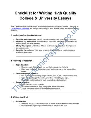 Checklist for Writing High Quality College & University Essays.pdf