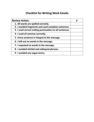 Checklist for writing work emails | PDF