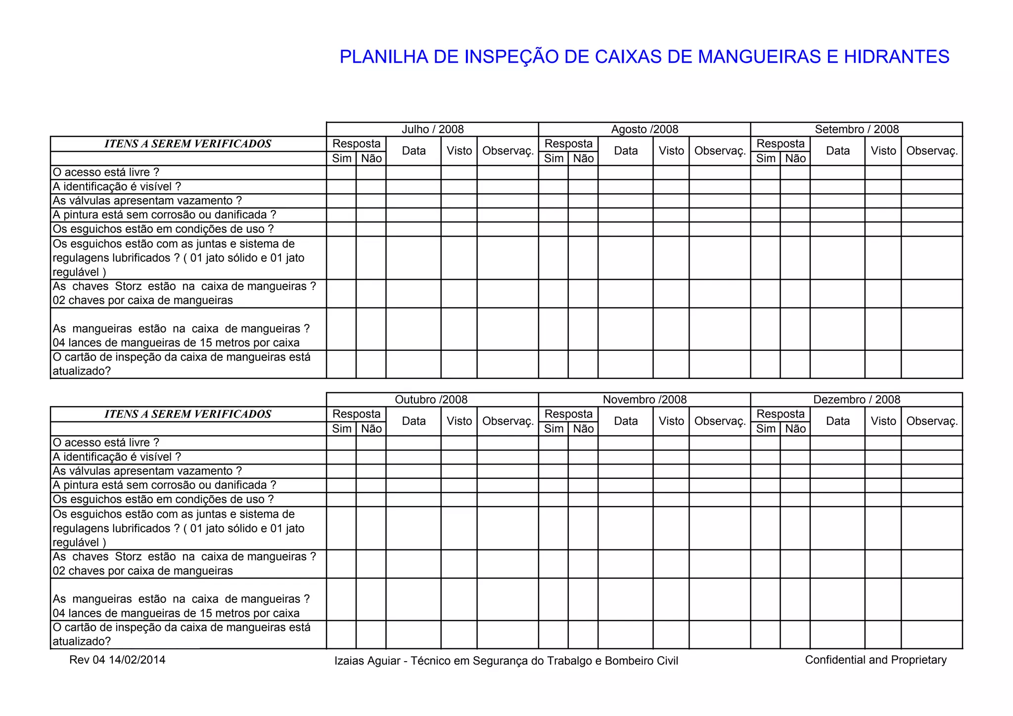 Check List de Inspeção de Hidrantes | PDF