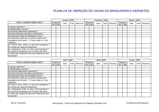 Check List de Inspeção de Hidrantes