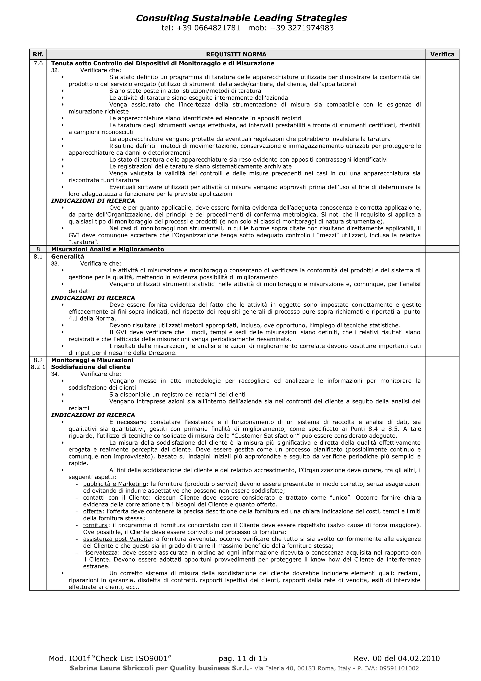 Check list ISO9001 | PDF