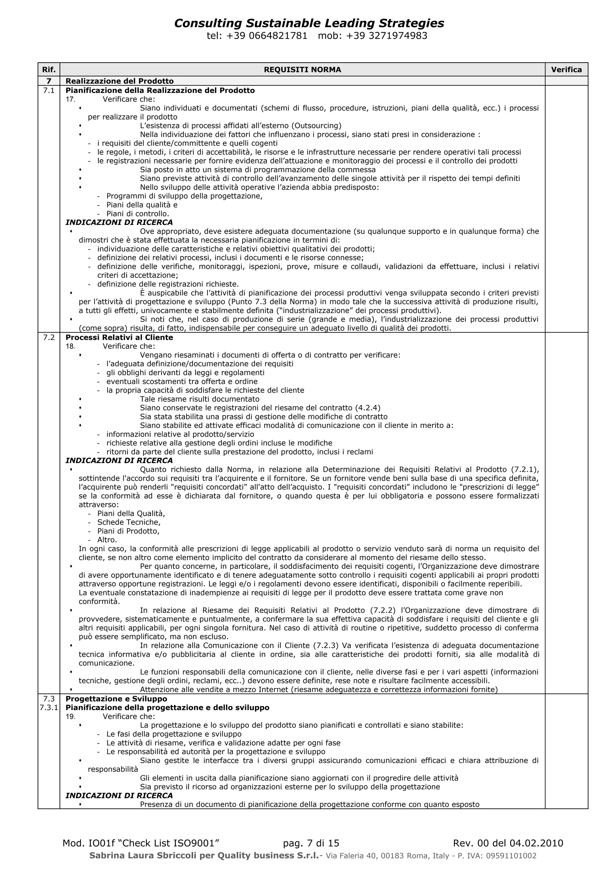 Check list ISO9001 | PDF