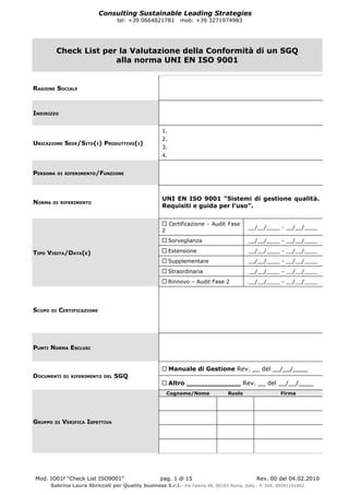 Check list ISO9001 | PDF