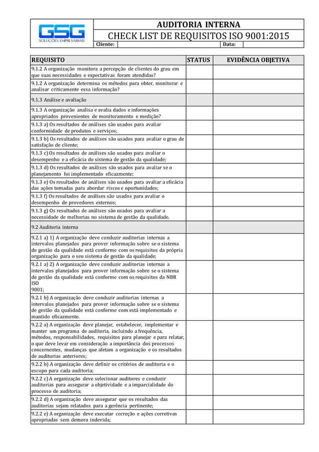 Check List ISO 9001-2015 - Rev.0 - GSG.docx | Computer Software and ...