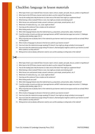 Checklist language | PDF