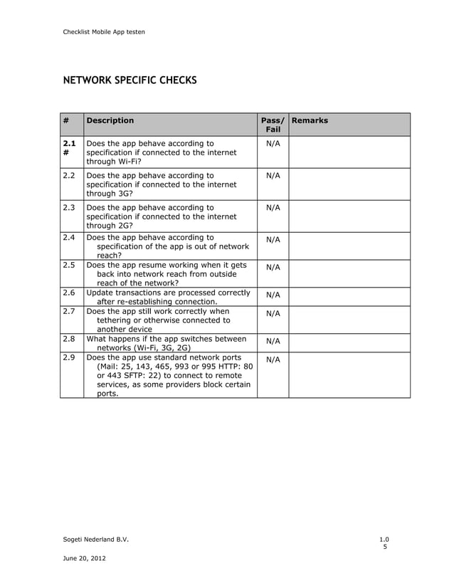 Mobile App Testing Checklist | DOC