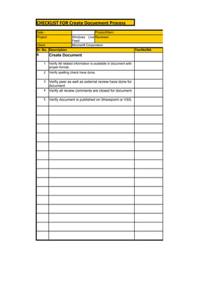 Checklist Obt Process | XLS