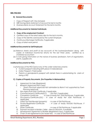 Check list of documents home loan | DOC