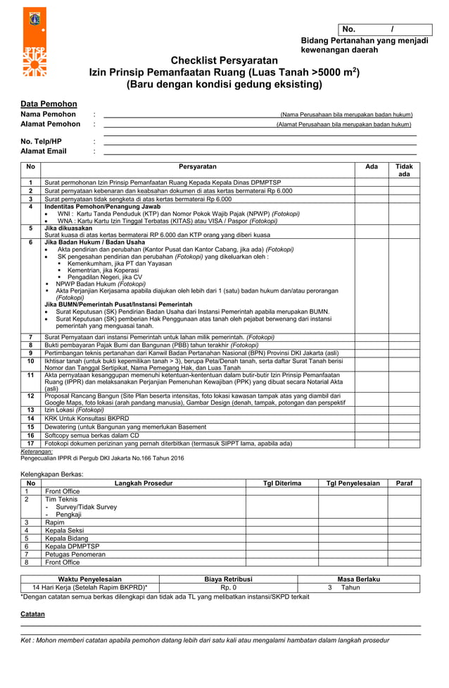 Checklist persyaratan ippr | PDF