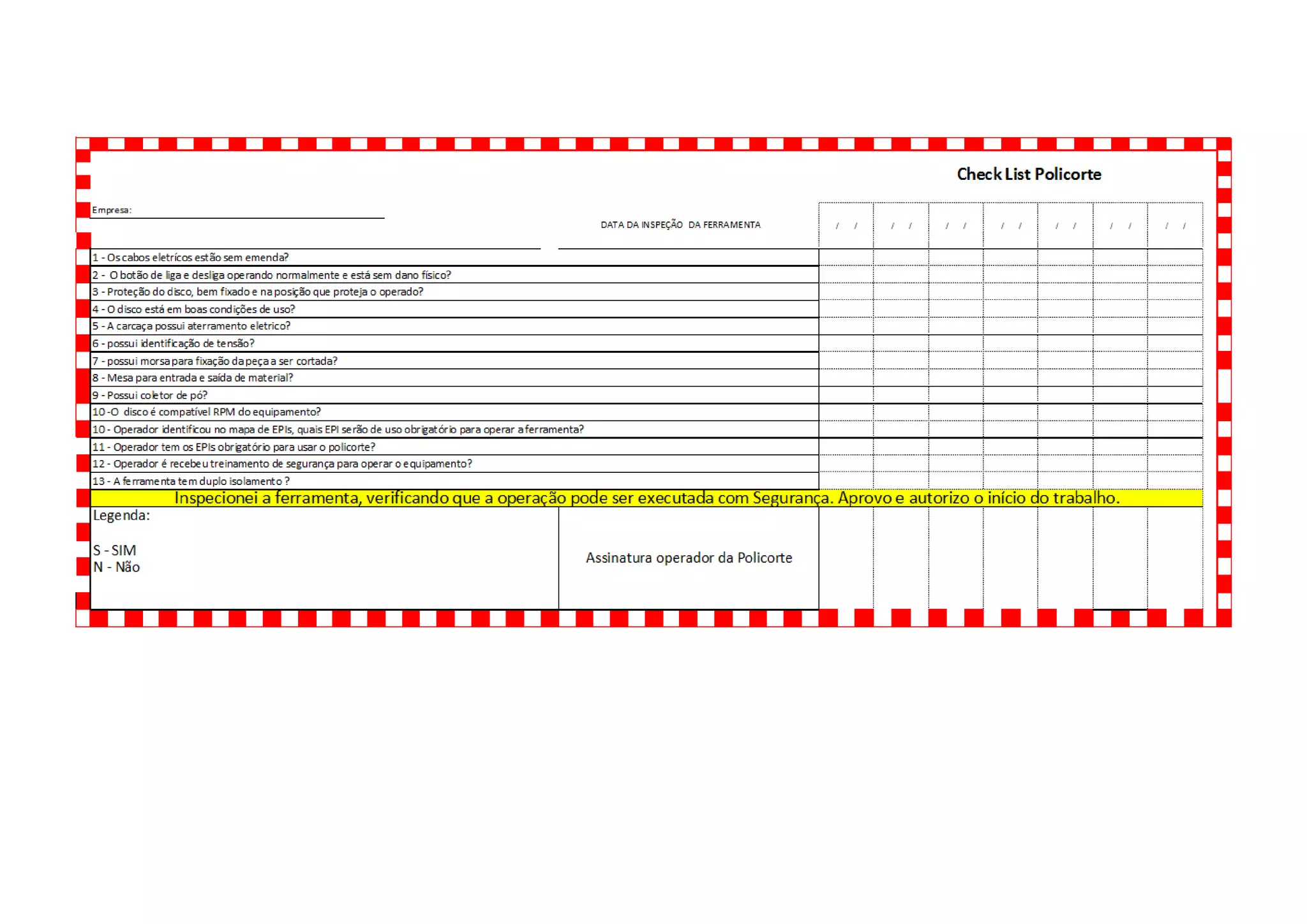 Check List Policorte | PDF