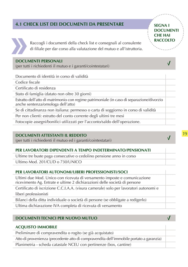 Check list documenti richiesta_mutuo | PDF