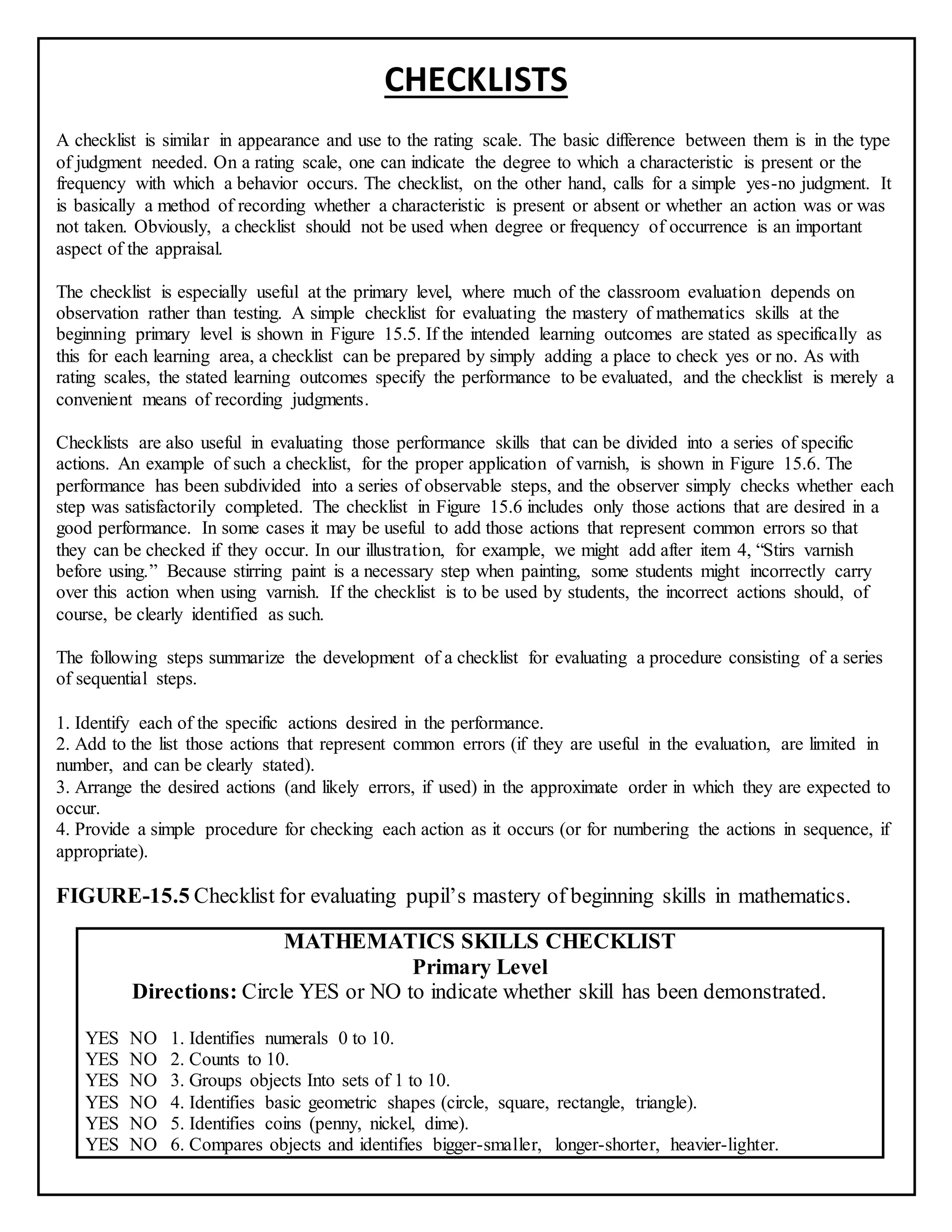 RESEARCH DATA COLLECTION TOOL-CHECKLISTS | DOCX