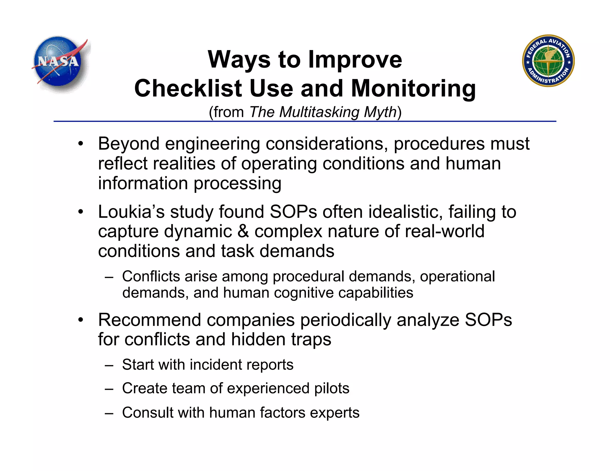 Checklists, Monitoring, and Multitasking in Cockpit Operations | PDF