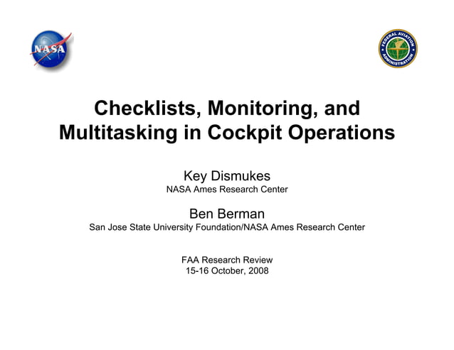 Checklists, Monitoring, and Multitasking in Cockpit Operations | PPT