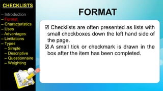 Check Lists in Research Work | PPTX
