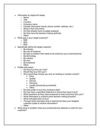 Checklists for an Effective Lead Generation Campaign | PDF