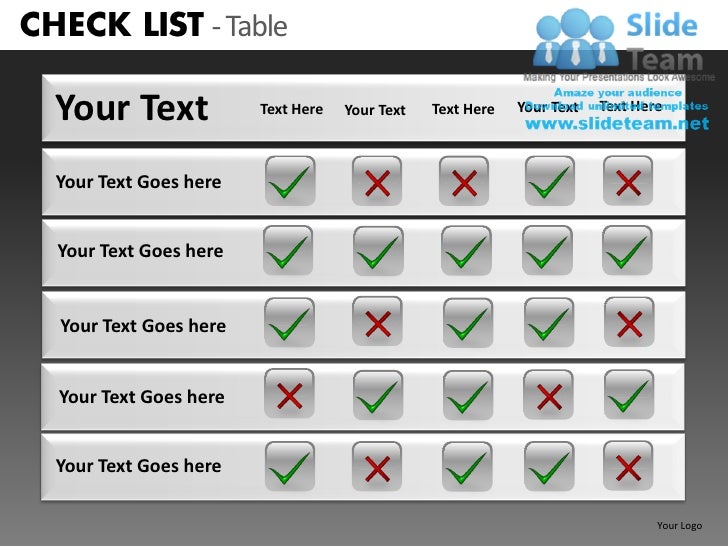 Check list table powerpoint presentation slides db ppt templates