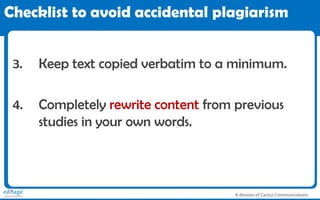 Checklist to avoid plagiarism | PPT