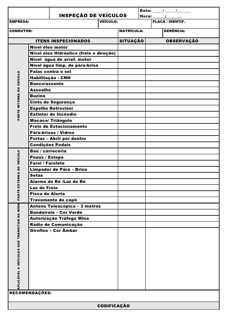 Check list veículos