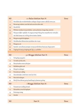 Check list wedding plan | DOCX