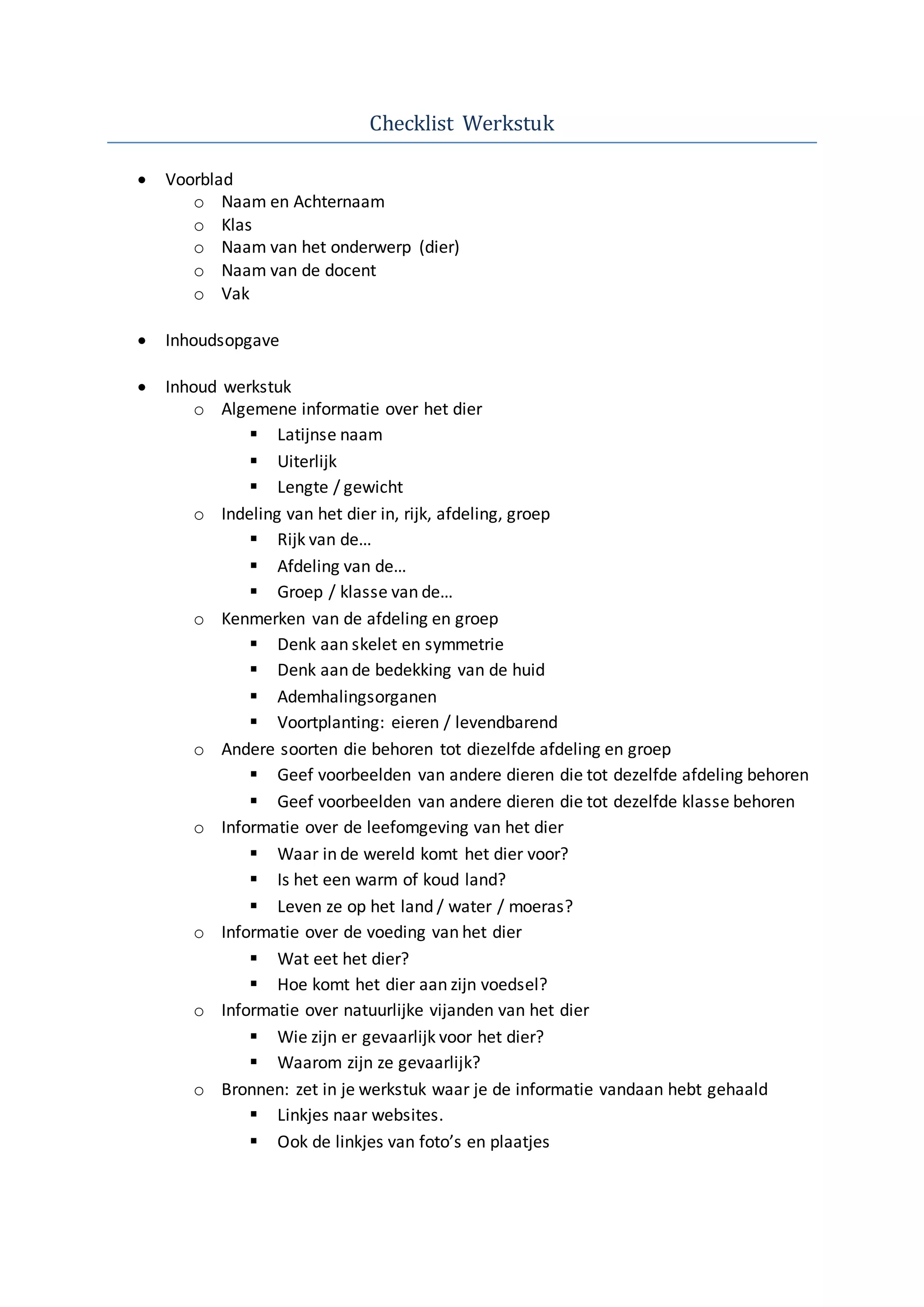 Checklist werkstuk | DOCX