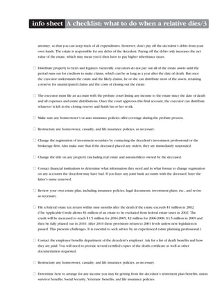 Checklist When A Relative Dies | PDF