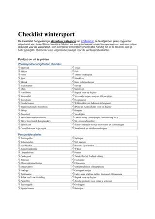 Checklist wintersport | PDF