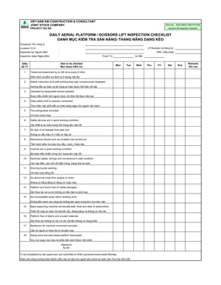 Daily areal platform and scissors lift checklist | PDF