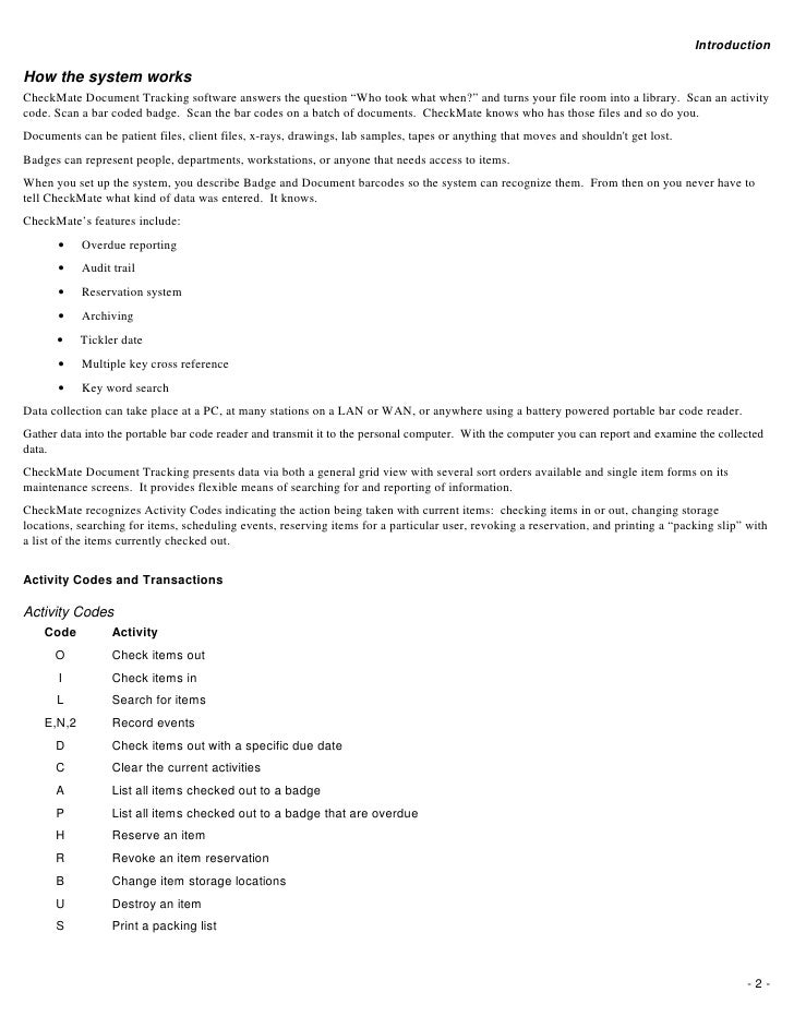 Check mate document guide