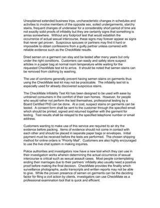 Infidelity Test Check Mate Kit - 10 Rapid Semen Detection Tests With 5 ...