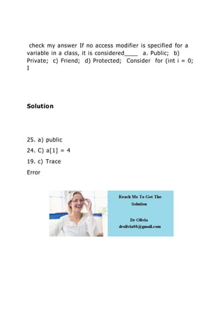 Check my answer if no access modifier is specified for a variable | PDF
