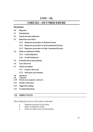 Check out and settlement | PDF