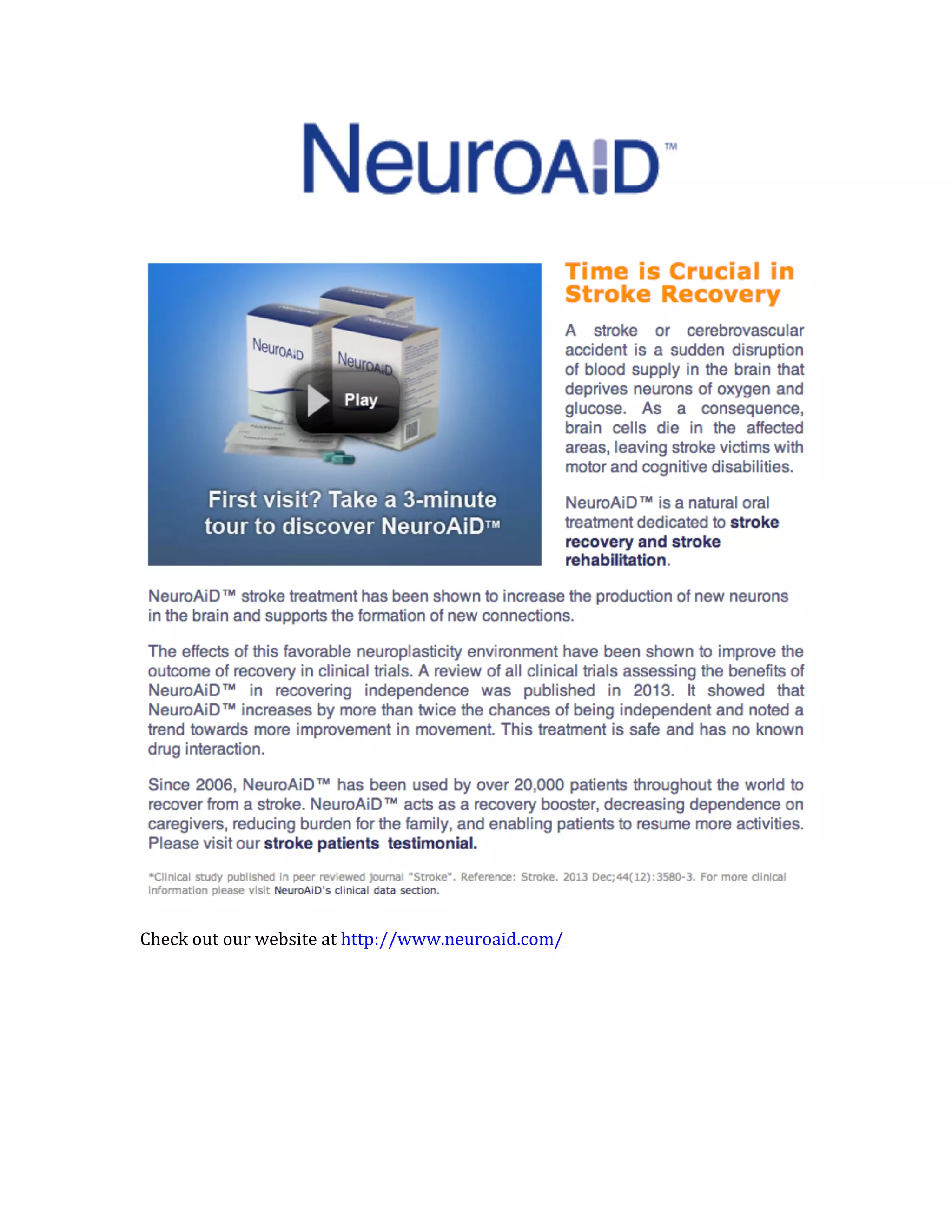 Neuroaid Stroke Recovery Treatment | PDF