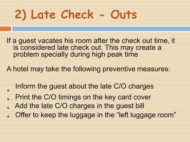 checkin and checkout procedure and luggage handling | PPTX | Credit ...