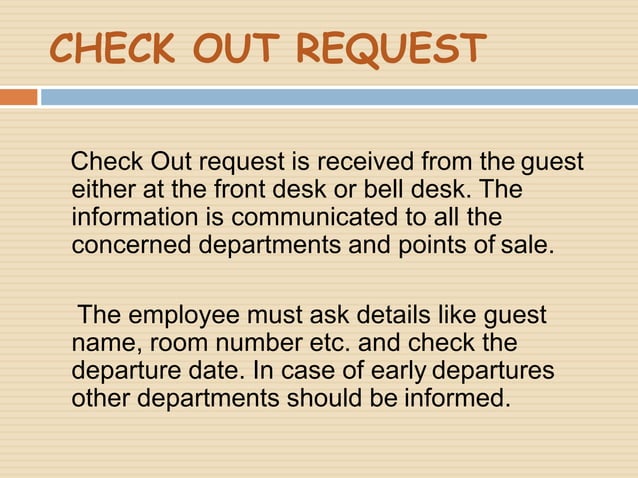 checkin and checkout procedure and luggage handling | PPTX | Credit ...