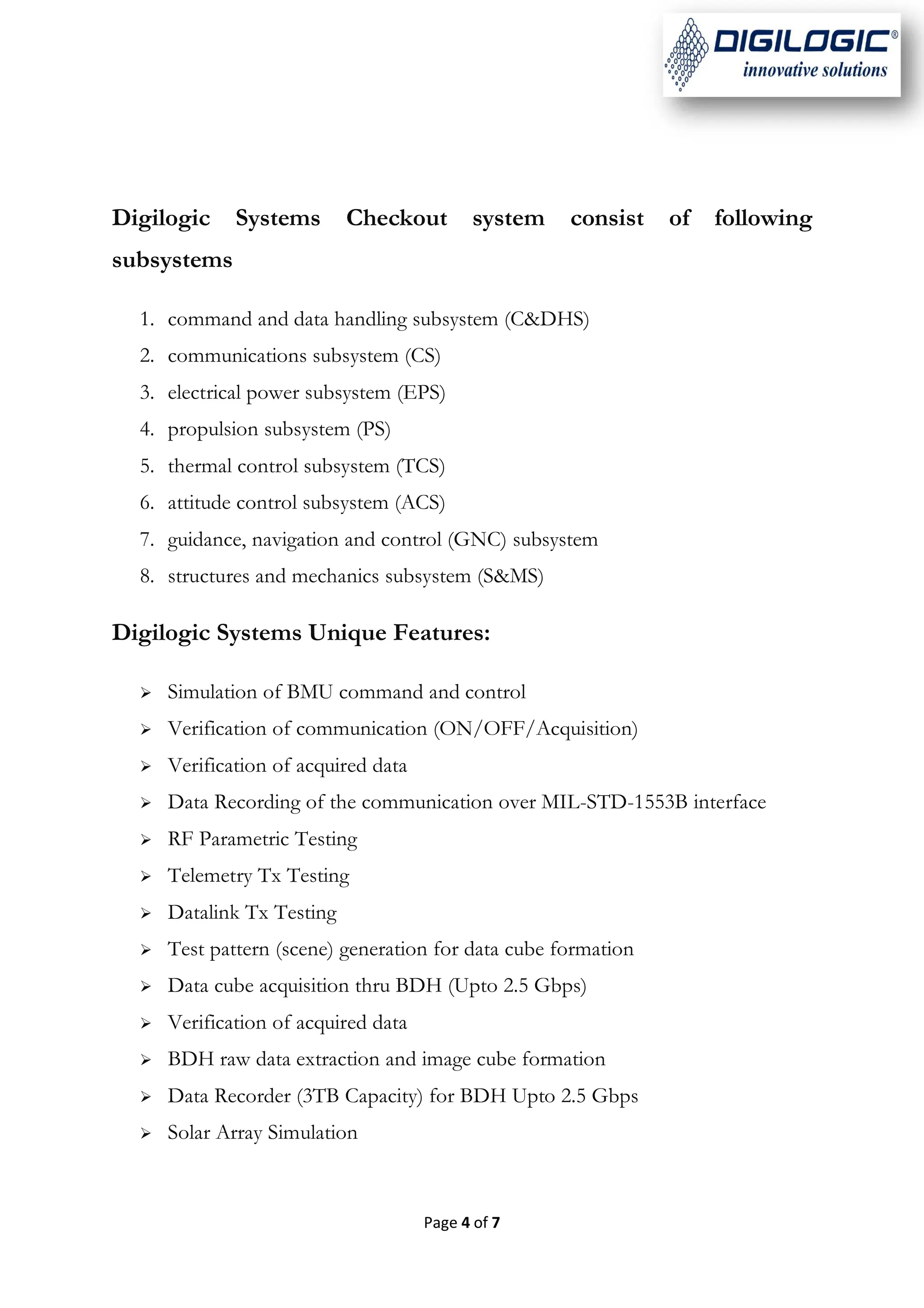 Checkout System for Satellite Payloads | Digilogic Systems | PDF