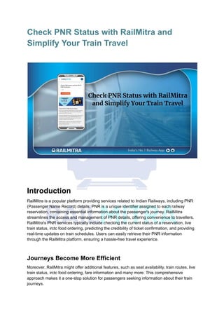 Check PNR Status with RailMitra and Simplify Your Train Travel.pdf