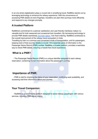 Check PNR Status with RailMitra and Simplify Your Train Travel.pdf