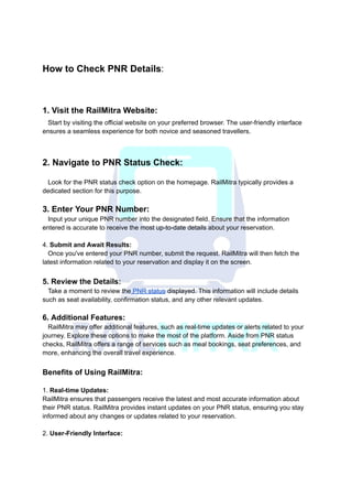 Check PNR Status with RailMitra and Simplify Your Train Travel.pdf