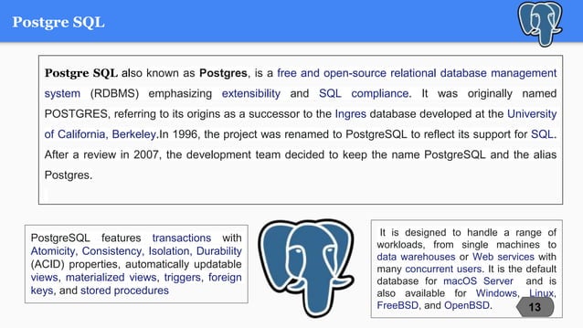 Relational Rdbms Mysql Postgresql And Sql Server Pptx