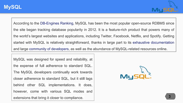 Relational RDBMS : MySQL, PostgreSQL and SQL SERVER | PPTX