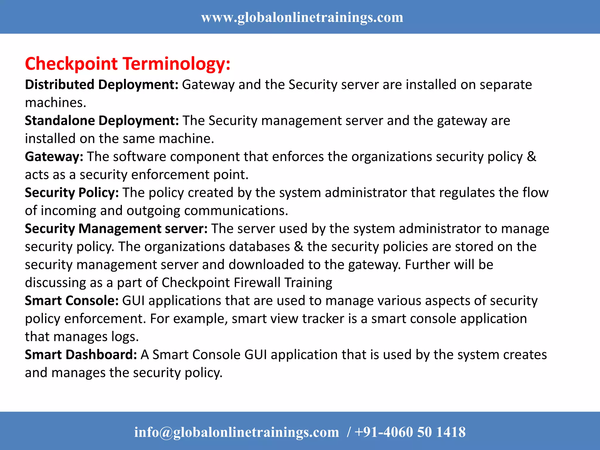 Checkpoint Firewall Training | Checkpoint Firewall Online Course | PPTX