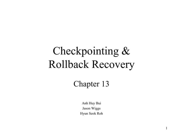 Checkpointing.pptx | Databases | Computer Software and Applications