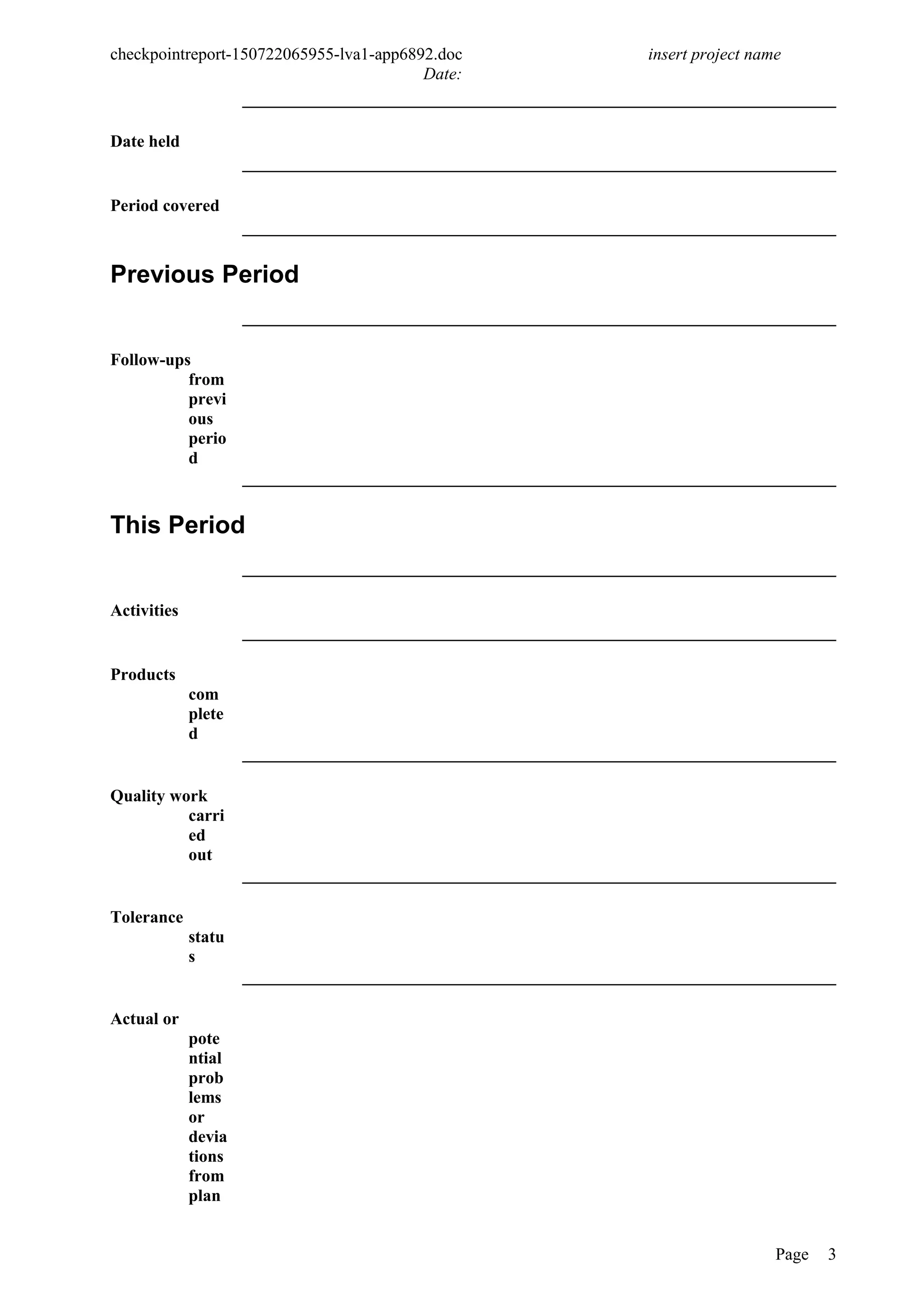 Prince 2, project managment Document Checkpoint report | DOC | Business ...