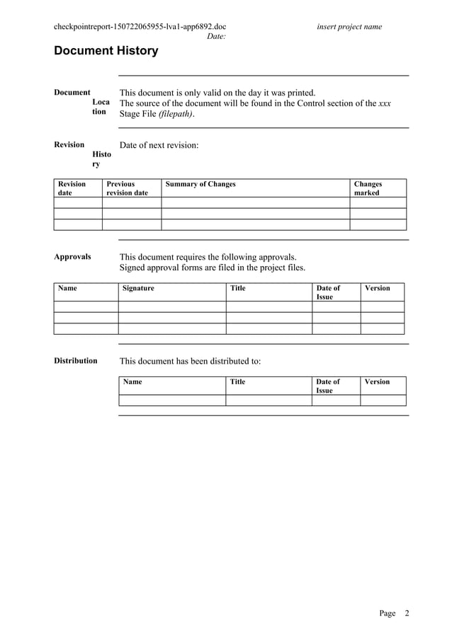 Prince 2, project managment Document Checkpoint report | DOC | Business ...