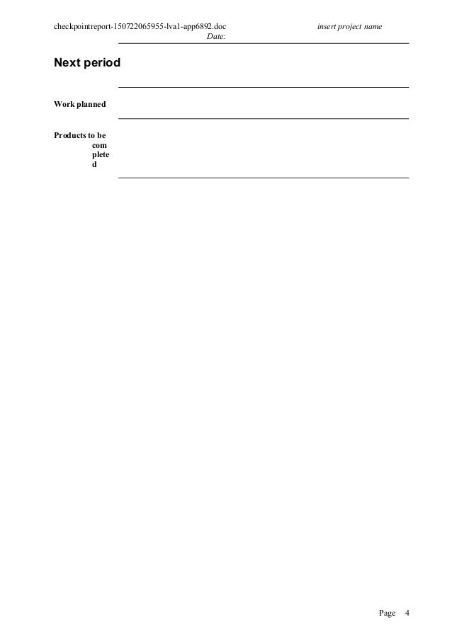 Prince 2, project managment Document Checkpoint report