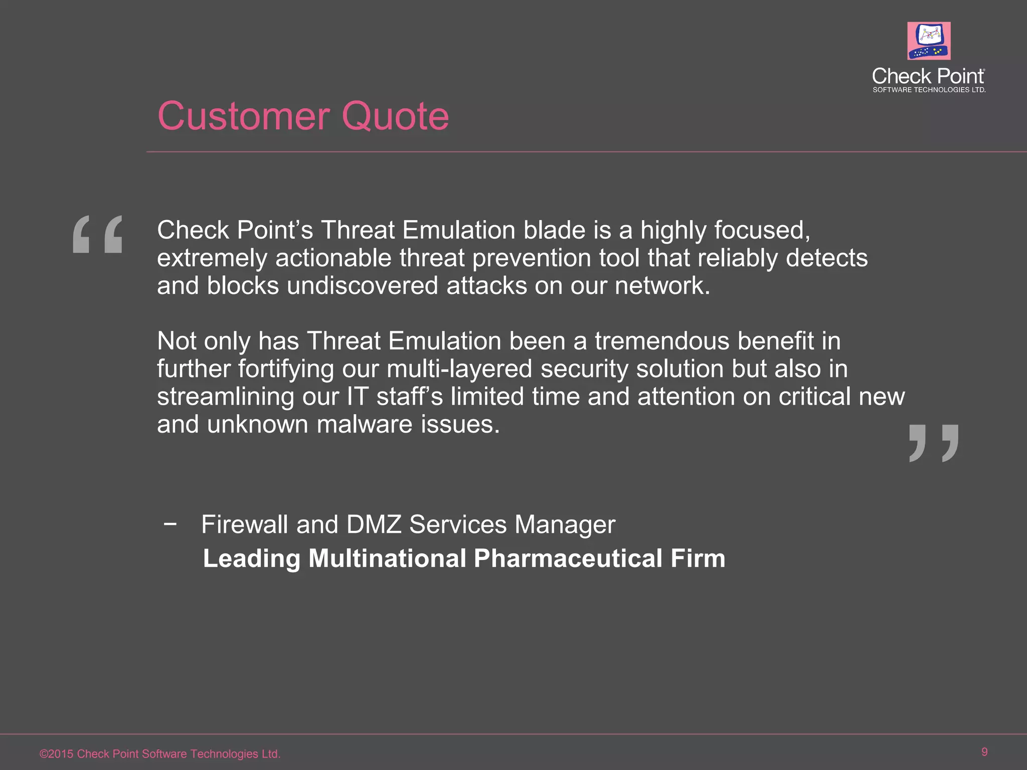 Check point sandblast threat-emulation-customer-success-presentation | PPTX